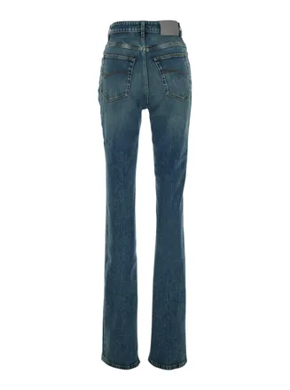 Balenciaga Womens Jeans High Waist Blue Cotton