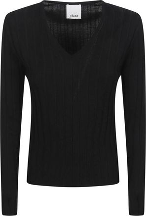 Allude Femme, Pulls, Noir, Taille: 42 FR V-neck Tricots