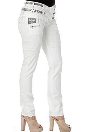 Cipo & Baxx Femmes Triple Taille Pantalons Pantalons Jeans blanc - CBW-0245-achamp-blanc, Femme, 26W / 32L