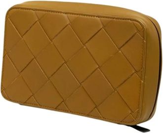 Bottega Veneta Pochette en cuir tiss&eacute; Pre-owned - Femme - Pre-owned - Brun - Taille: ONE Size