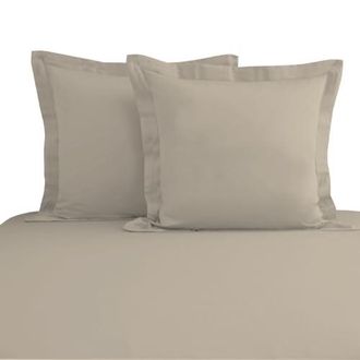 Pizuna Luxueux Set de 2 Taies doreiller 65x65 cm Simplement Taupe, 100% Coton Longue Tige 600 Fils Armure Satin Taies doreiller Douces 65x65 en Coton (Simple