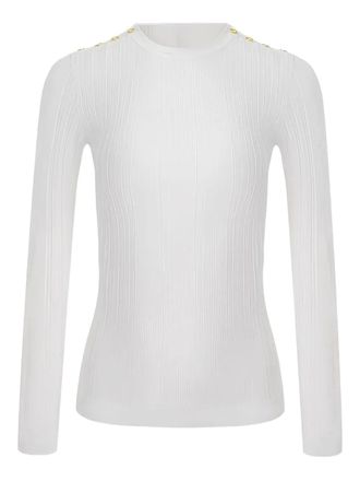 Elisabetta Franchi haut côtelé à boutonnière - Blanc