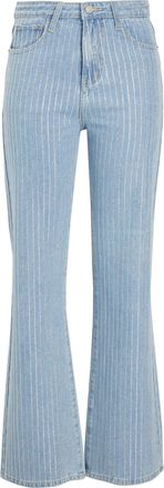 8 by YOOX RHINESTONE EMBELLISHED ORGANIC DENIM JEANS