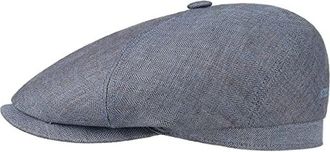 Stetson Casquette en Lin Brooklin Femme/Homme - Made in The EU Bonnet DEte Herringbone avec Visiere, Doublure Printemps-ete Ete - M (56-57 cm) Denim