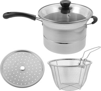 BESPORTBLE Spaghetti Topf Mit Sieb Aus Edelstahl Inklusive Frittiertopf Und Dampftopf Kleiner Kochtopf Mit Griff Und Deckel F&uuml;r Pasta Suppe Und Braten