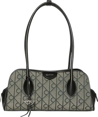 Calvin Klein Sac port&eacute; &eacute;paule Emblem Jacquard - Femme - Sacs - Beige - Taille: ONE Size