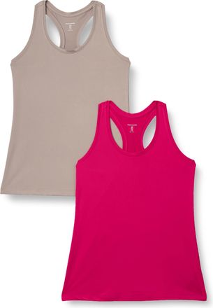 Amazon Essentials Damen Active Quick Dry Tech Stretch Racerback-Tanktop f&uuml;r Training (in &Uuml;bergr&ouml;&szlig;e erh&auml;ltlich), 2er-Pack, Beige/Intensive Rosa, XL