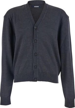 Jacquemus Homme, Pulls, Gris, Taille: M Pull Gris Brodé