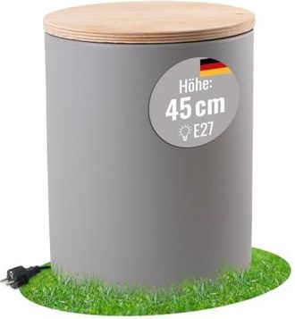 8 Seasons design Shining Drum LED-Zylinder Hocker Tisch Flaschenkühler Pflanztopf (Ø 37cm, Höhe: 45cm) Grau, E27 Fassung inkl. Leuchtmittel in warmweiß, inkl. D