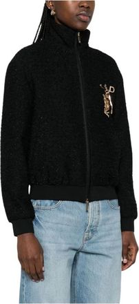 Emporio Armani Femme, Sweatshirts et sweats &agrave; capuche, Noir, Taille: 38 FR Veste Zipp&eacute;e Appliqu&eacute;
