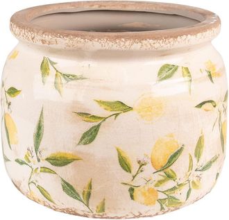 Clayre & Eef Blumentopf Indoor &Oslash; 20x15 cm Gelb Keramik Zitrone