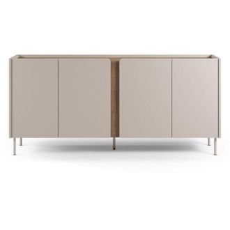 DRAWER Buffet 4 portes en bois et m&eacute;tal L180cm - Beige - BOXY