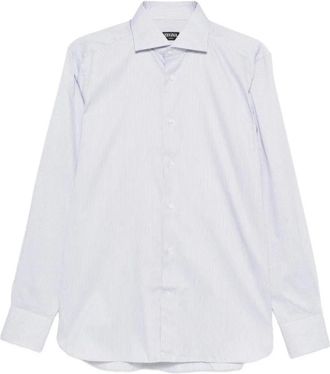 Ermenegildo Zegna Homme, Chemises, Bleu, Taille: L Chemise ray&eacute;e en coton