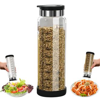 Generic Salz- und Pfefferstreuer aus Glas mit Edelstahldeckel, 360&deg; Drehung und 4 Ausgie&szlig;modi, Gew&uuml;rz-Salzstreuer f&uuml;r die K&uuml;che