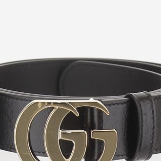 Gucci Mens Leather Belt Marmont Black Calfskin