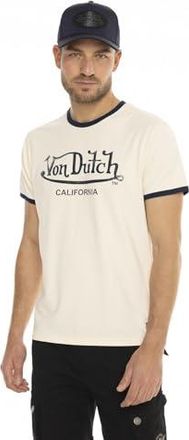 Von Dutch Tee Shirt Homme Coton, T Shirt Homme Blast, Col Rond & Regular Fit, Beige Taille XL