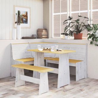 vidaXL Vidaxl - Eckbank reine 151 cm Honigbraun und Wei&szlig; Massivholz Kiefer