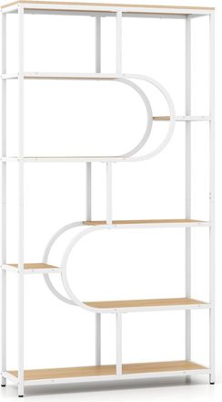 Giantex Geometrisches B&uuml;cherregal mit 8 Ebenen, Aufbewahrungsregal mit offenen F&auml;chern, Metallrahmen & Umkipp-Schutz-Sets, 95 x 30 x 175 cm, Standregal f&uuml;r Wo