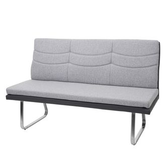 Mendler Sitzbank HWC-G54, Esszimmerbank Bank, Stoff/Kunstleder Edelstahl geb&uuml;rstet - grau Bank 180cm