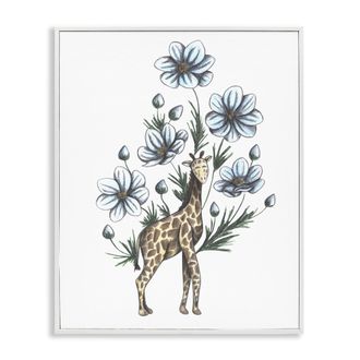 Stupell Industries Giraffe mit Blumenblüten, gerahmt, Giclée-Kunst, Design von Cecilia Battaini, 76,2 x 61 cm, Grau