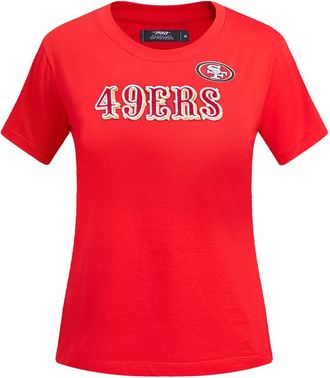 Pro Standard Womens NFL San Francisco 49Ers Classic Chenille Kurzarm Slim T-Shirt Rot L