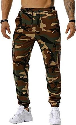 TOMWELL Jogging Hommes Pantalon Cargo Surv&ecirc;tement Slim Fit de Sport Jogger Camouflage Workwear Mode Travail de Loisirs Casual Workout Avec Poches F Arm&eacute;e Vert