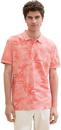 Tom Tailor 1041864 Polo Basique avec imprimé intégral, 35592-coral Striped Flower Design, L Hommes