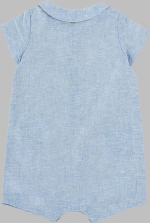 Tartine Et Chocolat Collared Linen-Cotton Blend Romper - Blue