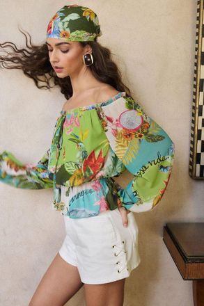 Lipsy Carmenbluse Lipsy Carmen-Bluse mit Puff&auml;rmeln (1-tlg)