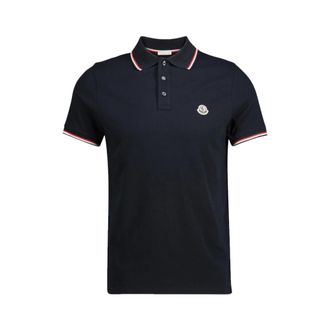 Moncler Piquet-Poloshirt mit dreifarbigem Besatz - - Tops - Herren - Blau - S