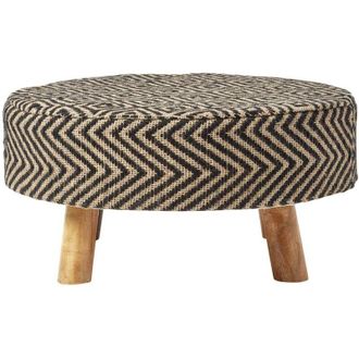 Homescapes Homescapes - Tabouret Jute Motifs Chevrons Coloris Noir 62 x 62 x 30 cm