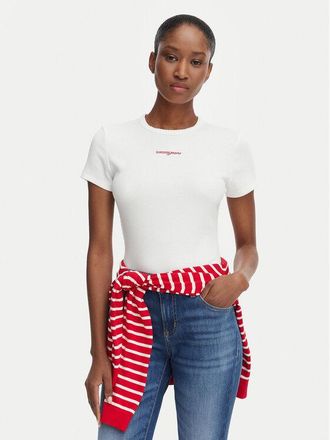 Tommy Jeans T-Shirt Script Rib DW0DW22809 Creme Slim Fit