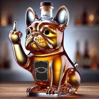 Generic Bouteilles De Whisky Amusantes De Bouledogue Fran&ccedil;ais 300 Ml, Carafe De Bouledogue Fran&ccedil;ais Avec Doigt Dhonneur 3d Avec 4 Styles Diff&eacute;rents, Cadeaux U