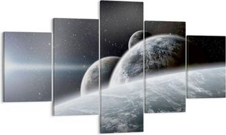 Arttor Mehrteilige Bilder auf Leinwand Planeten Kosmos Sterne Leinwandbild 125x70cm Wandbilder Dekoration Wohnzimmer Schlafzimmer Set 5 teilige Klein Wanddek