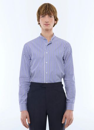 Fursac Chemise col grand-p&egrave;re en coton ray&eacute; - Taille XXL - Homme