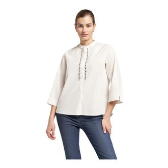 Elena Miro Besticktes Baumwollstretchhemd - - Blouses & Shirts - Damen - Wei&szlig; - L