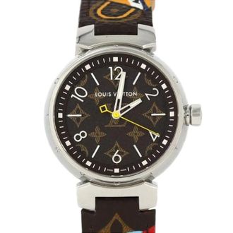 Louis Vuitton Montre Tambour Monogram doccasion en acier inoxydable - Femme - Pre-owned - Brun - Taille: ONE Size