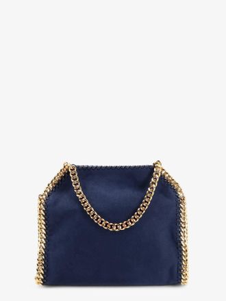 Stella McCartney Womens Crossbody Bag Falabella Mini Velvet Blue Polyester Shoulder