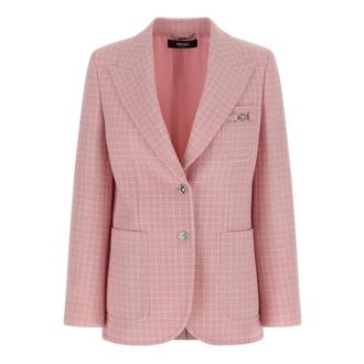 Versace Femme, Vestes, Rose, Taille: 34 FR Check Knit Wool Cr&ecirc;pe Blazer