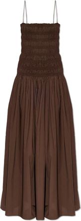 Matteau Robe Maxi &agrave; Taille Basse Fronc&eacute;e - Femme - Robes - Brun - Taille: 44 FR