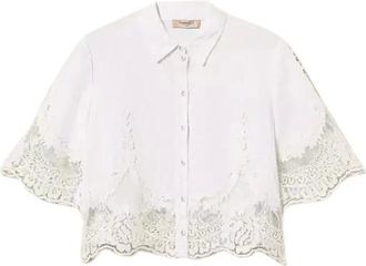 Twinset Femme, Blouses et Chemises, Blanc, Taille: 40 FR Chemise en lin avec dentelle