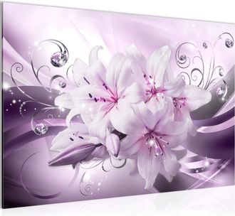 Runa Art Bild Blumen Lilien Modern Wandbilder Wohnzimmer 1 Teilig - Made In Germany - Diamant Violett Lila Flur 020115b