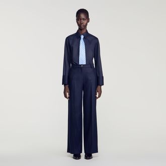 Sandro Pantalon droit strass&eacute; en laine