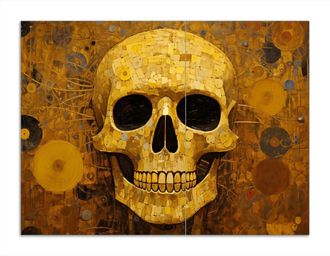 Wallario Herdabdeckplatte/Spritzschutz aus Glas, 2-teilig, 70x52cm mit 13 mm hohen Füßen, für Ceran- und Induktionsherde, Schädel-Mosaik