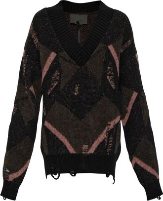 Akep V-Ausschnitt Pullover - - Knitwear - Damen - Mehrfarbig - XS