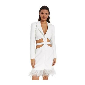 PatBo Wei&szlig;e Feder Mini Kleid Blazer Stil - - Dresses - Damen - Wei&szlig; - XS