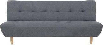 Beliani 3-Sitzer Sofa Dunkelgrau Stoffbezug Gesteppt mit Schlaffunktion Hohe Holzbeine Retro-Design Wohnzimmer Ausstattung Schlafsofa Polstersofa Couch