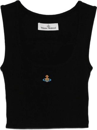 Vivienne Westwood Femme, Tops, Noir, Taille: 42 FR Cropped Rib Tank Top