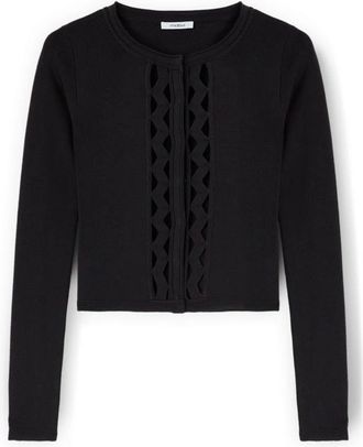 Motivi Femme, Pulls, Noir, Taille: 40 FR Cardigan Tricot&eacute; avec D&eacute;coupe
