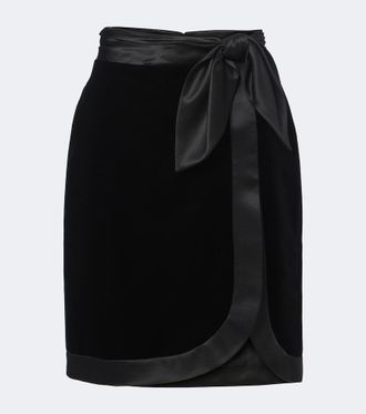 Saint Laurent Jupe portefeuille en velours et soie